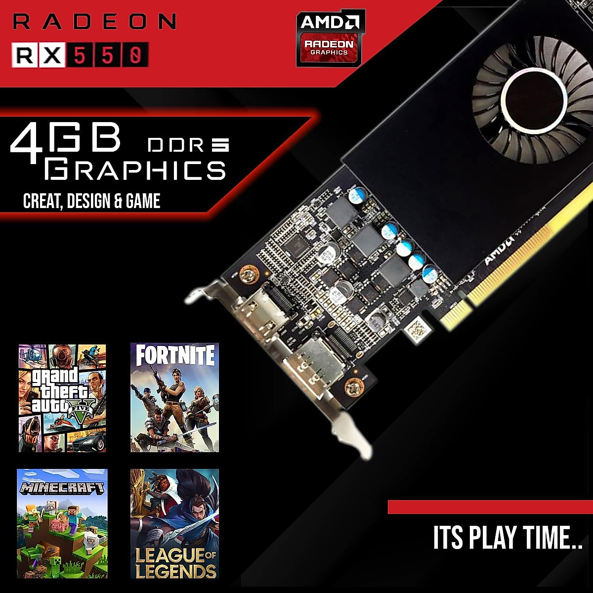 TechMagnet Gaming Desktop PC, Intel i5 6th Gen, Zeus Pro 6, RX 550, 16GB RAM, 256GB SSD + 2TB HDD, 22 Inch Monitor, RGB Keyboard Mouse, Speaker, Headphone, Webcam, Win 10 Pro (Renewed)