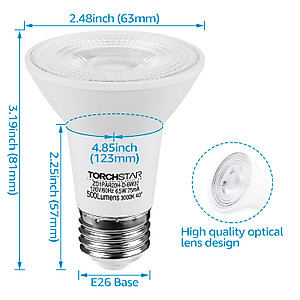 TORCHSTAR 12-Pack PAR20 LED Bulbs, CRI 90+ Dimmable 500 LM LED Spotlight Bulb, 3000K Warm White, UL & Energy Star Listed, 6.5W 50 Watt Equivalent, 40 Degree Beam Angle, E26 Medium Base