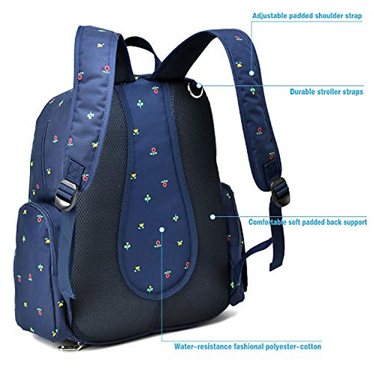 QIMIAOBABY diaper bag backpack, multifunctional and large-capacity travel diaper storage bag (Blue dots)