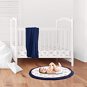 Sweet Jojo Designs Red, White and Blue Playmat Tummy Time Baby and Infant Play Mat for Baseball Patch Sports Collection