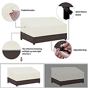 Easy-Going Patio Sofa Cover UV Resistant Outdoor Couch Cover Bicolor Patio 3-Seater Bench Cover Waterproof Outdoor Furniture Cover with Reflective Hemming (58Wx35Dx31H inch, Beige/Brown)