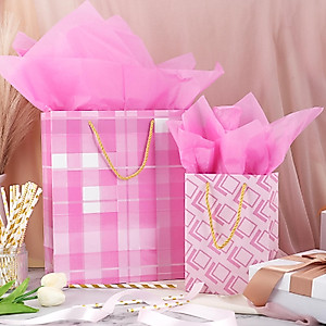 Moretoes 12 Pack Gift Bags Assorted Sizes and Designs, Gift Bag Set with Handle and Tissue Paper for Birthday, Baby Showers, Wedding, Valentine's Day (4 Small 8", 4 Large 13", 4 Extra Large 16")