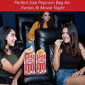 200 Pieces 1 OZ Popcorn Bags Classic Red & White Stripes Paper Popcorn Bags for Individual Servings Bulk Popcorn Bag for Carnival Themed Party, Movie Night, Birthday, Decorations (200)