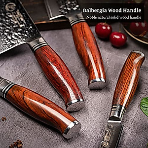 YARENH Kitchen Knife Set with Cleaver 4 Pcs, 73 Layers Damascus High Carbon Stainless Steel, Full Tang Natural Sandalwood Handle, Professional Chef Knife