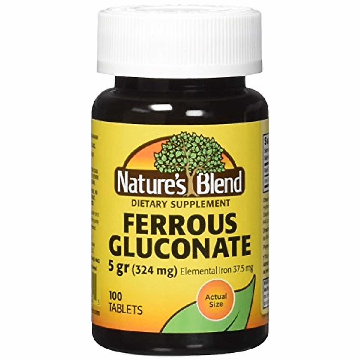 Nature`s Blend Ferrous Gluconate Tablets 324 mg, 100 Count (Pack of 2)