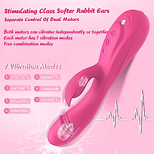 Realistic Vibrator Sex Toy 3in1 Dildo for Women,7 * 7 Vibrators Modes CKSOHOT 8.4'' Liquid Silicone Couple Sex Toy Dildos,IPX7 Fully Waterproof - Rose
