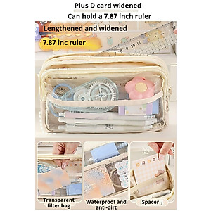 Cute Pencil Case Large Capacity Pen Bag Mesh Kawaii Pen Case Clear Pencil Pouch Gift (Pink)