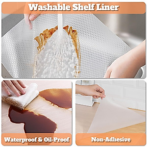 BESTORI Waterproof Shelf Liner for Kitchen Non-Adhesive Cabinets Drawer Liner 23.6 x 118.1 Inches Oil-Proof Non-Slip Washable Cuttable Refrigerator Liners for Protector Desks Transparent