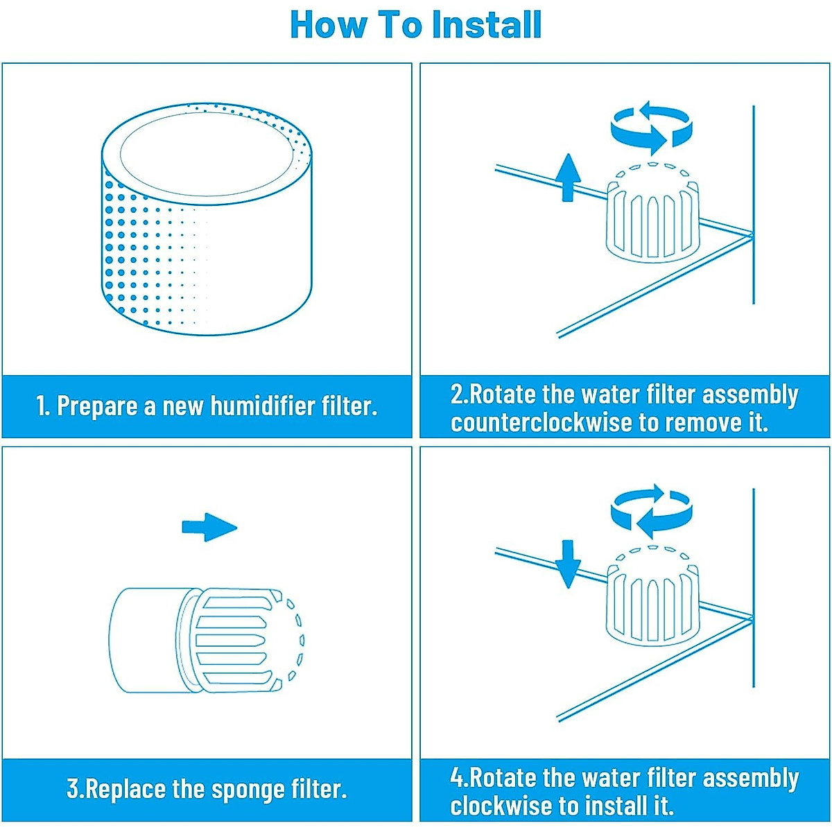 USEAMIE Humidifier Replacement Filters for Levoit Capture Fine Particles in Water Tank, Compatible with Dual150, Dual200S, Classic300(S), LV600S, 12 Pack, White
