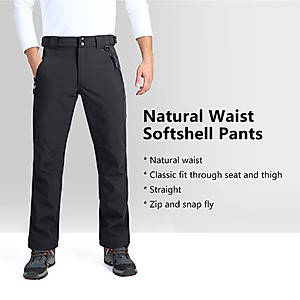 Outdoor Ventures Men's Lite Waterproof Windproof Fleece Lined Warm Hiking Ski Snow Pants Expandable-Waist