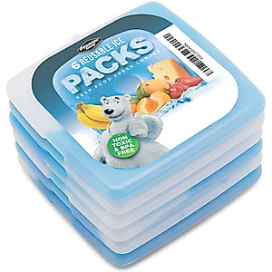 Dynamic Gear Reusable Ice Packs (6 Pack) for Lunch Box - Slim, Lightweight Freezer Cold Packs for Coolers, Lunch Boxes & Camping