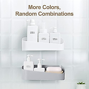 QIVANLIFE Shower Caddy Basket Shelf,Bathroom Shower Storage Organizer Wall Mounted Bathroom Shelf with Adhesive,Shampoo Holder Organizer,Storage Rack for Toilet, Kitchen Spice Racks Holder (Grey)