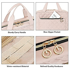 BELLSPIN Toiletry Bag Womens Clear Travel Makeup Bags with Hanging Hook, Travel Makeup Organizer Cosmetic Bag for Travel Toiletries and Shower Accessories(Shell Pink)