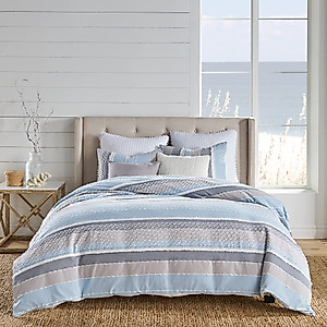 Levtex Home - Santander Duvet Cover Set - King Duvet Cover + Two King Pillow Cases - Grey, Chambray, Blue, White - Jacquard - Duvet Cover (106 x 94in.) and Pillow Case (36 x 20in.) - Cotton