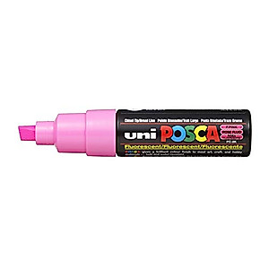 UNI POSCA PC-8K CHISEL TIP MARKER PEN- FLUORESCENT PINK (BOX OF 6)