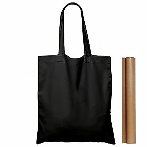 NPBAG 15 Pack 15'' X 16'' Black Cotton Tote Bags, Lightweight Blank Bulk Cloth bags with 1pc of PTFE Teflon Sheet