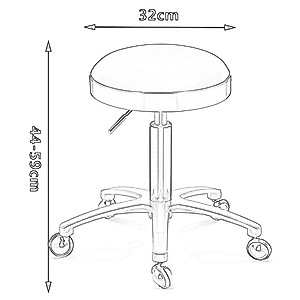 LWBLJX Rolling Bar Stool Beauty Salon Counter Makeup Medical Chair with Swivel Wheels, PU Leather Seat & Stainless Steel Frame, Adjustable 44-59 cm(Color:Blue)