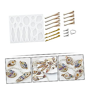 BETOOKY Resin Tray Mold 1 Set Crystal Hair Clips Jeweled Hair Clips Epoxy Hairpin Mold Hairpin Resin Molds Hairpin Maker Pendant Epoxy Resin Irregular Metal Cake Mold Tray Mold