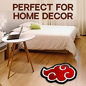 Red Cloud Modern Fluffy Rug - Non Slip Ultra Soft Tufted Anime Room Decor Polyester Nursery Rug, Rugs for Bedroom, Decorative Indoor and Outdoor Rug, Living Room Red Black Carpet, 58x84cm