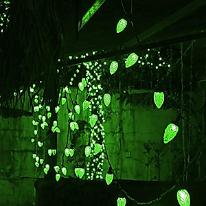 Dazzle Bright 24.5 FT St. Patrick's Day C9 String Lights, 50 LED 120V Extendable Green Wire Fairy Lights Outdoor with UL Certified for Patio Xmas Tree Wedding Yard Home Party House Decorations (Green)