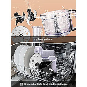 FOHERE Food Processor, 12 Cup, 4 Functions for Chopping, Slicing, Purees & Dough, Black