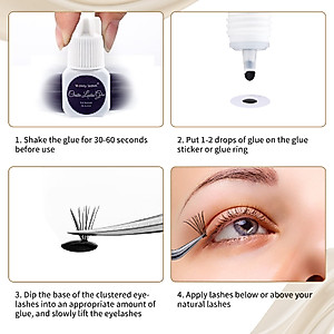 Individual Lash Glue Lash Cluster Glue DIY Eyelash Extension Adhesive Long Lasting Waterproof Low Irritation Eyelash Glue for Professional and Self Use Individual Cluster Lashes Black Glue (5ml)