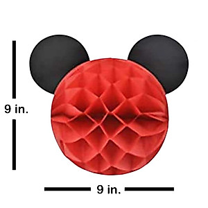 Mickey Birthday Party Decorations - Mickey Inspired Honeycomb Hanging Mouse Ears - Cartoon Mouse Birthday Decorations - 6 Mickey Honeycomb Balls by Jolly Jon (Honeycomb Only)
