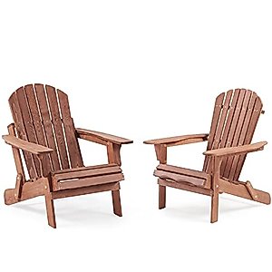 Oversized & Brushed Decent Wooden Folding Adirondack Chair, Cedar Wood Lounge Patio Chair for Garden Backyard Firepit Deck Pool Beach