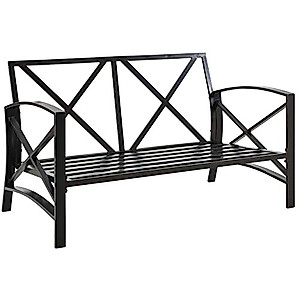 Crosley Furniture KO60008BZ-OL Kaplan Outdoor Metal Loveseat, Oiled Bronze with Oatmeal Cushions