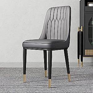LITFAD Metal Dining Room Side Chair Modern Style Parsons Armless Dining Chairs Set for 4 Luxurious Leather Restaurant Chairs - Silver Gray Set of 4 Brass/Gold Legs