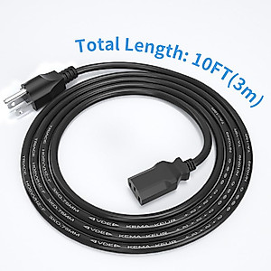 QYD 10FT(3m) AC Power Cord, 3 Prong C13 Power Cord Replacement for ION Block Rocker, Monster Rocker, Mackie Speaker, ION Bluetooth Speaker, Peavey Fender Amp Guitar Mixer DJ Speaker Power Cable, 1Pack