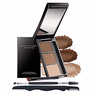 Eyebrow Powder Makeup Kit-3 Colors Eye Brow Powder Palette Long-Lasting Waterproof, Dark/light Brown Brow Filler, Fill & Sculpt Full Eyebrows for Women, With Mirror, Brow Brush & Razor-Set 02