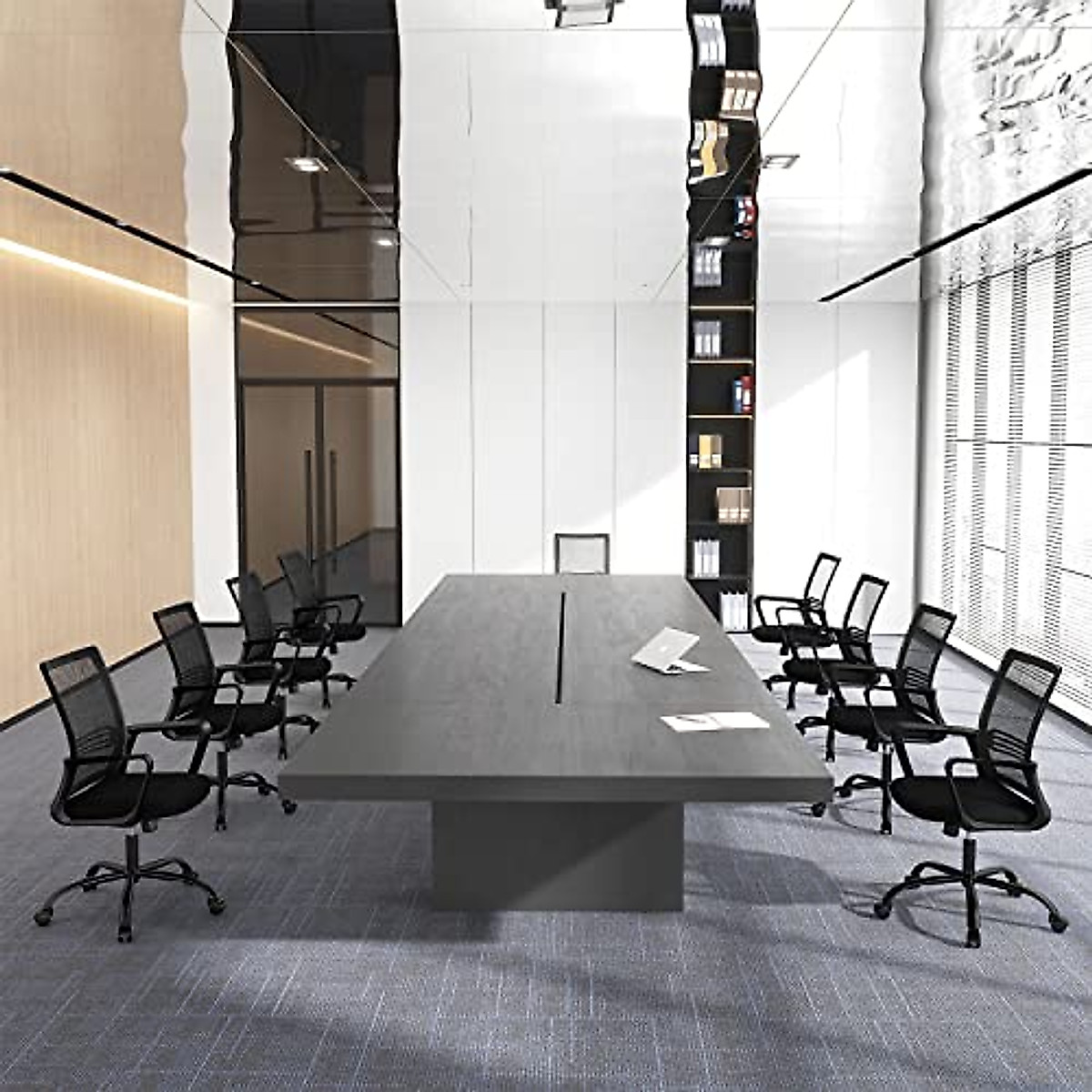 Office Chair Desk Chair Home Office Computer Chair with Wheels Mesh Office Chair with Lumbar Support, Mid Back Ergonomic Office Desk Chair with Armrests Adjustable Work Chairs, Black