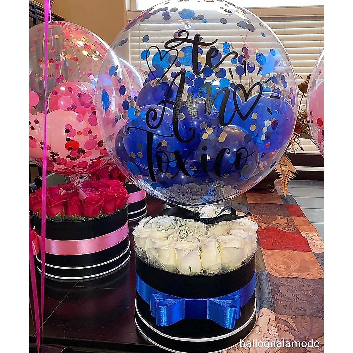 UNIKPACKAGING Premium Quality Round Flower Box, Gift Boxes for Luxury Flower and Gift Arrangements, Set of 3 pcs (L/M/S) (Black with White Rim)