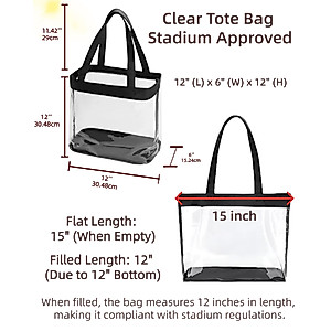 Large Clear Tote Bag Stadium Approved Plastic Yarn Holder for Crocheting Supplies Knitting Crochet Project Bag Craft Storage Transparent See Through Purse for Stadium Events 12 x6 x12, Black