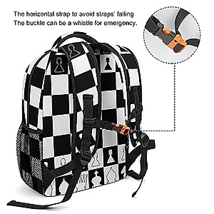 MEIKKO Chess Board Backpack Casual Daypack with Chest Strap,Lightweight Computer Bags for Men Women Hiking Travel Work and Business 16 Inch