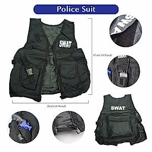 RedCrab Kids Police Officer Pretend Set Uniform Outfit Role-playing Toys - chirldren costumes boys and girls - SWAT Police Gear for Kids Dress Up