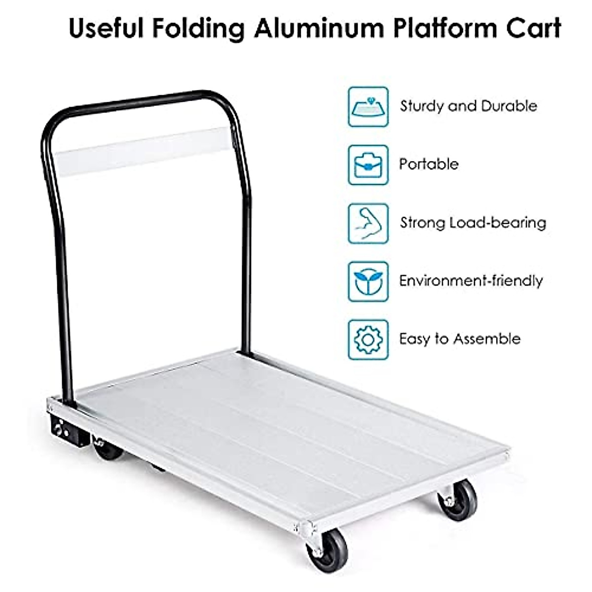 Generic Platform Trucks Hand Trucks Luggage Cart Trolley, Carts with Wheels Moving, Stands Platform Trucks (Color : 36 x 24 x 32.5 inch)