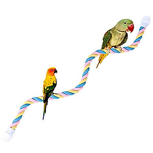 ＫＬＫＣＭＳ Colorful Bird Rope Perch Hanging Stand Climbing Rope for Parrot Budgies Parakeets Cockatiels, 23.6inch Length
