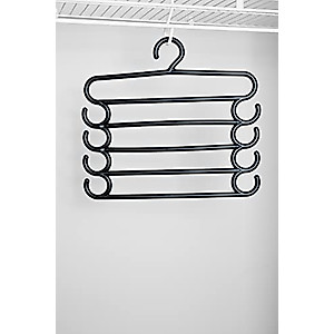 GERACEL SPACE SAVING SAVER HANGER TROUSER PANT HANGER JEANS SCARF LEGGINGS HOLDER 5 LAYER BAR MULTILAYERS ORGANIZATIONAL NONSLIP RACK HANGERS WARDROBE STORAGE CLOTHING ORGANIZER TIE HANGER (BLACK, 12)
