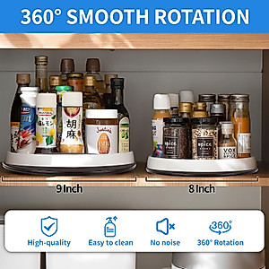 TamBee 8 inch Lazy Susan Turntable Organizer Acrylic for Spice Rack Table Cake Kitchen Pantry Decorating Black