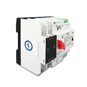 1Pcs Single Phase Din Rail ATS for PV and Inverter Dual Power Automatic Transfer Selector Switches 2P 63A 100A 125A (Size : 125A)