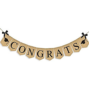 Vintage Jute Burlap Congrats 2023 Graduation Party Banners Decoration Supply