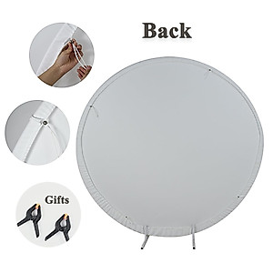 OERJU 7.2x7.2ft Happy Birthday Round Backdrop Cover Burgundy Flowers Rose Gold Photo Background Women Lady Girl 16th 30th 40th 50th 60th Birthday Party Decoration Dessert Cake Table Banner