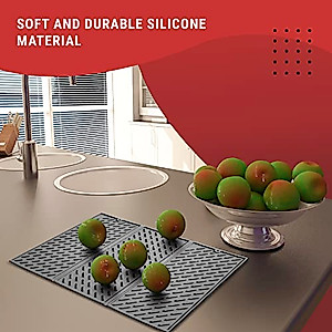 Foldable Drying Mat for Kitchen Counter 16x24, Silicone Heat Resistant Mat, Trifold Dish Mat Drying Kitchen Mat