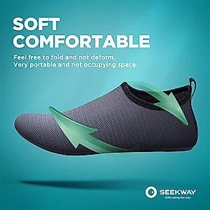 SEEKWAY Water Shoes Quick-Dry Aqua Socks Barefoot Slip-on for Beach Pool Swim River Yoga Lake Surf Women Men Grey SK001