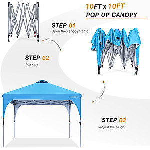 COOSHADE Pop Up Canopy Tent,Easy Setup Instant Sun Protection Beach Shelter,Portable Sports Cool Cabana(Sky Blue)