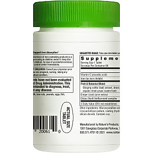 Rainbow Light - Complete Iron Mini-Tabs, Gently Encourages Healthy Iron Levels by Promoting Iron Absorption with Ferractiv Iron, Vitamin C and Ginger, Vegan, Gluten-Free, Non-Constipating, 60 Tablets