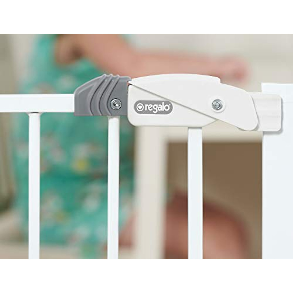 Regalo Easy Step 36" Extra Tall Walk Thru Baby Gate, Includes 4-Inch Extension Kit, 4 Pack of Pressure Mount Kit and 4 Pack Wall Cups and Mounting Kit, Pack of 1