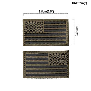 EXCELLENT ELITE SPANKER 2 Pcs American Flag Patch Reflective USA Flags Patches PVC Tactical Patch for Backpack Vest Clothes Hat Patch Military Team Patch (Ranger Green)